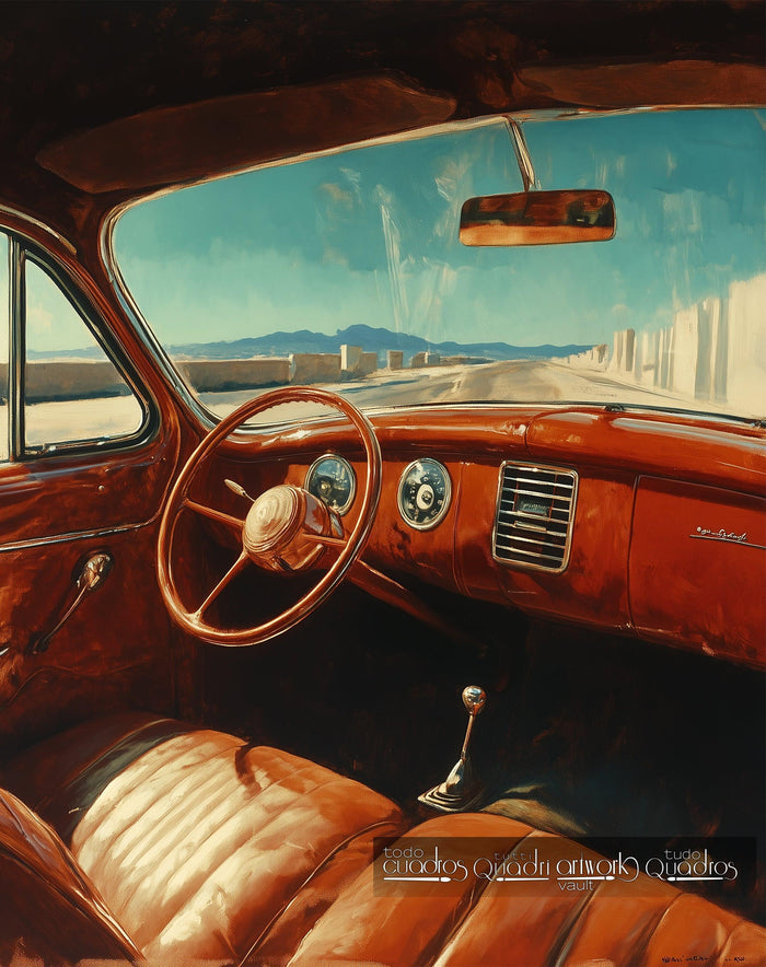 Kilómetro cero, cuadro al óleo estilo Hopper moderno